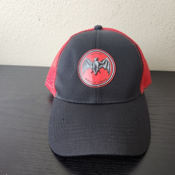 Bacardi | Accessories | New Bacardi Mesh Trucker Snapback Hat Red Black ...